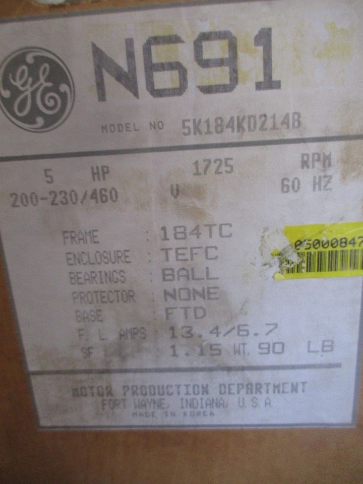 General Electric N691 Motor, Model: 5K184KD214B. New Old Stock | eBay