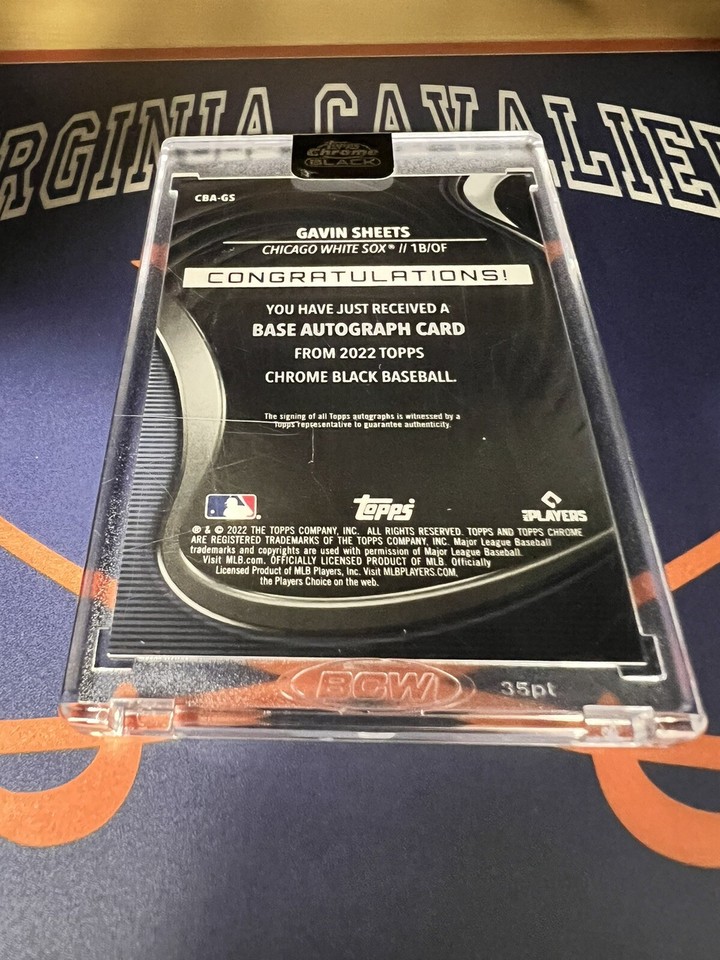 2022 Topps Crome Black Gavin Sheets Autograph #CBA-GS White Sox Rookie ...