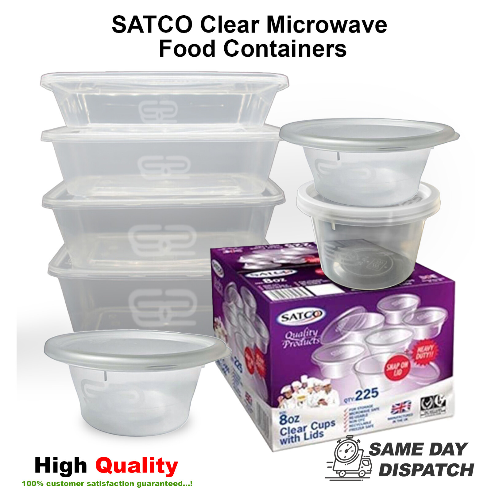 SATCO Food Containers Rectangle Plastic Microwave Freezer Safe Round ...