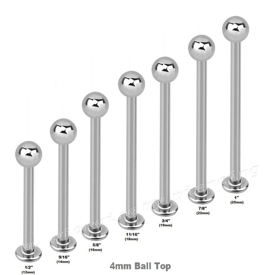 1pc. 16G 14G 316L Surgical Steel Labret Cheek Piercing with 3mm & 4mm ...