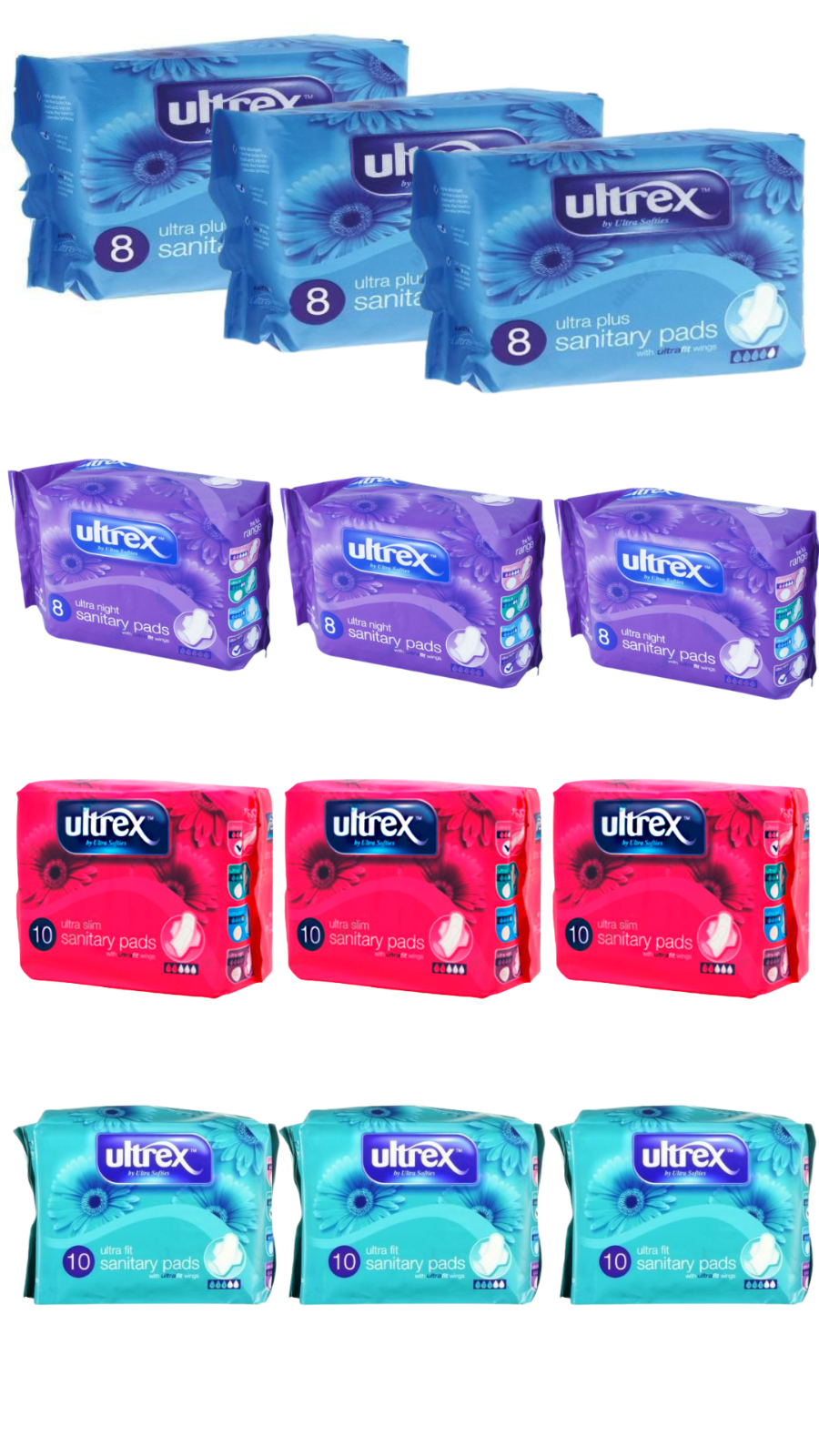 Ultrex Ultra Sanitary Pads 12 Pack Bundle | eBay UK