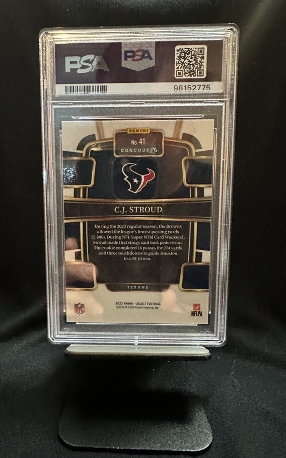 2023 Panini Select CJ Stroud #41 Base Rookie PSA 10 Gem Mint Texans ...