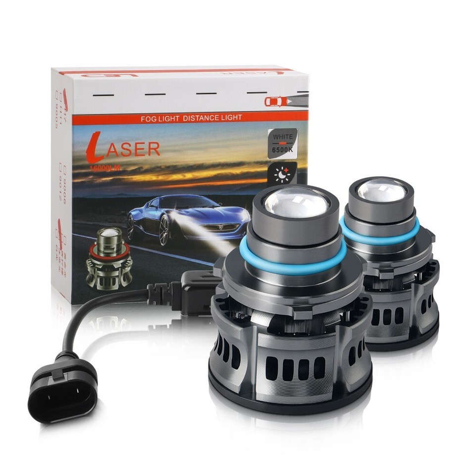 2X 9005 HB3 LED Laser Lens Anti Fog Light Headlight Kit Combination Car ...
