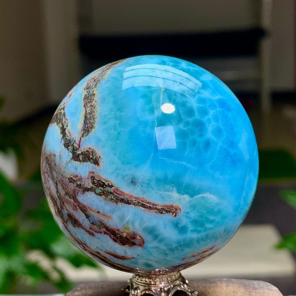 197G Natural larimar Gorgeous rough Crystal Sphere Ball Healing | eBay
