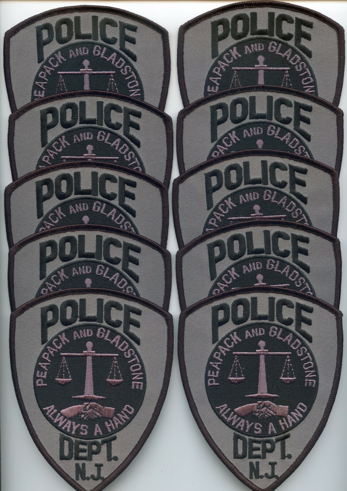 PEAPACK AND GLADSTONE NEW JERSEY POLICE Patch Lot 10 Police Patches ...