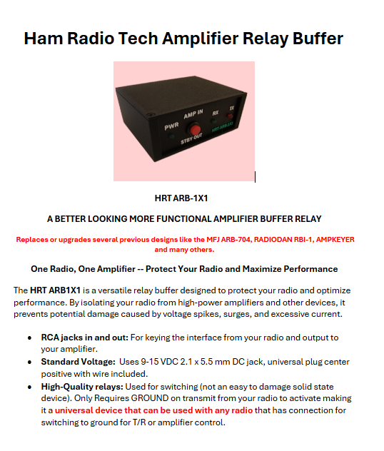 HRT ARB-1x1 Amplifier Relay Buffer Ameritron ARB-704, RADIODAN RBI-1 ...