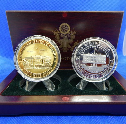 THE WHITE HOUSE CHALLENGE COINS ~ONE GOLD~ONE SILVER ~ IN A SPECIAL ED ...