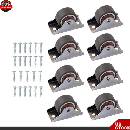 8 × Mini Fixed Caster Wheels 1 inch Silent Ball Bearing Small Casters ...
