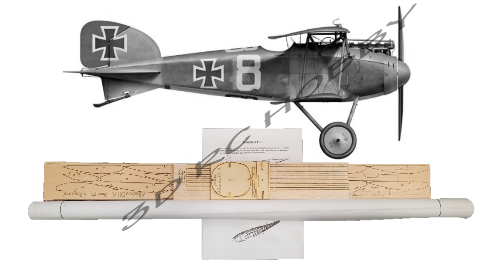 Albatros DII 28" Wingspan RC Airplane Kit Laser Cut Balsa & Ply Short ...