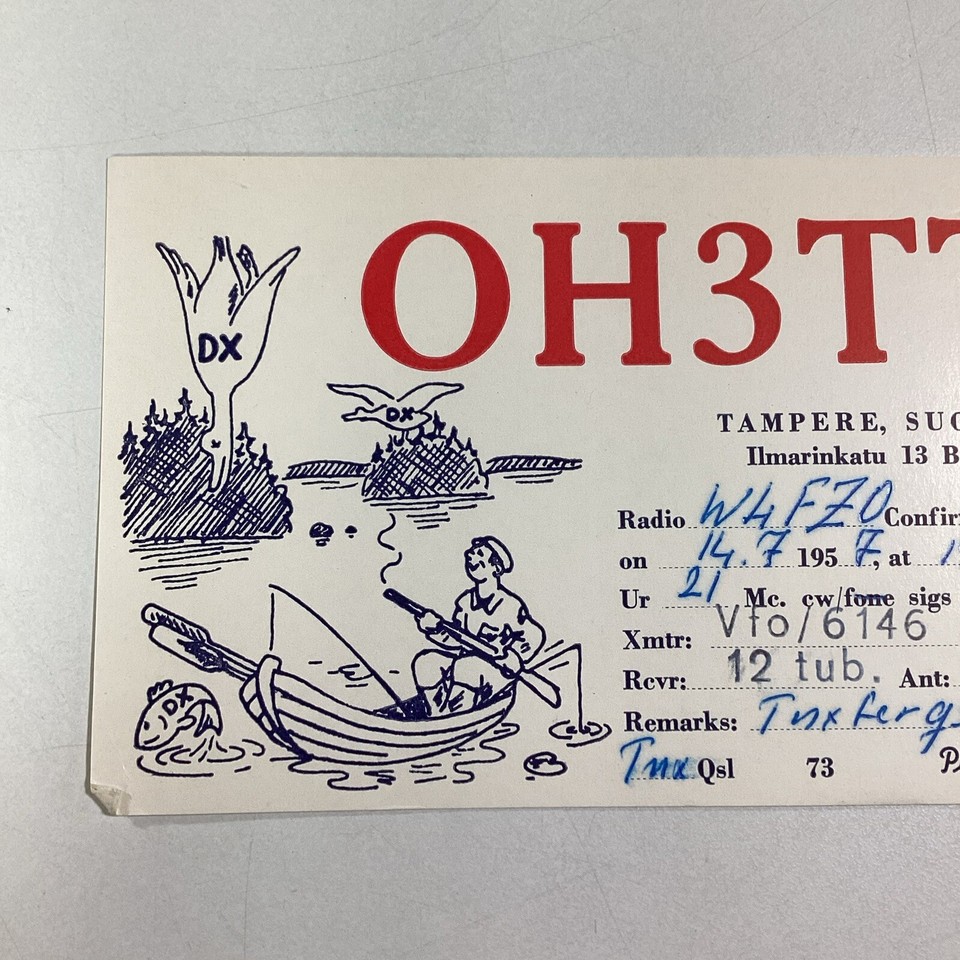 Finland QSL Radio Card 1957 Tampere Pekka Alhola Hunter Art | eBay