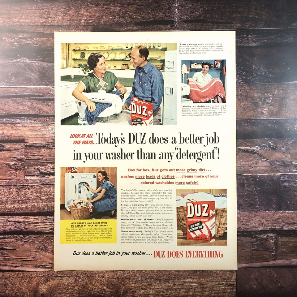 1952 Duz Laundry Detergent Vintage PRINT AD Better Job Than Any ...