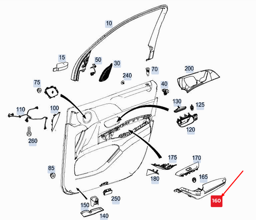 MERCEDES-BENZ GLE W167 Left Door Paneling Armrest A1677202502 NEW ...