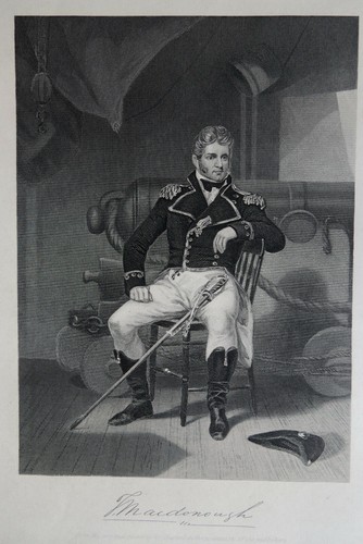 CAPTAIN THOMAS MACDONOUGH 19th C PRINT HERO BATTLE LAKE CHAMPLAIN - War ...