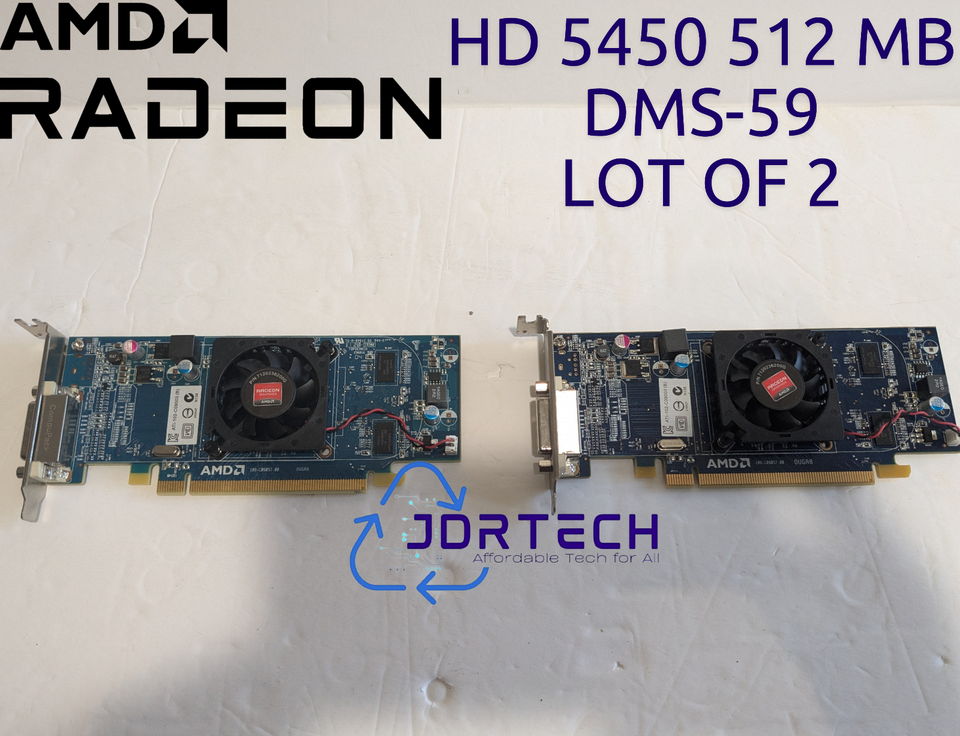 Lot of 2 AMD RADEON HD 5450 512MB GDDR3 PCIe GPU DMS59 Video Card ...