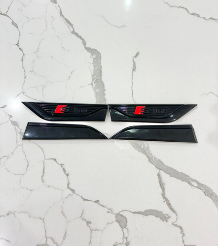 Audi A5 (B9) S-Line Fender Badge Door Emblems Black 4-set Logo Full Set ...