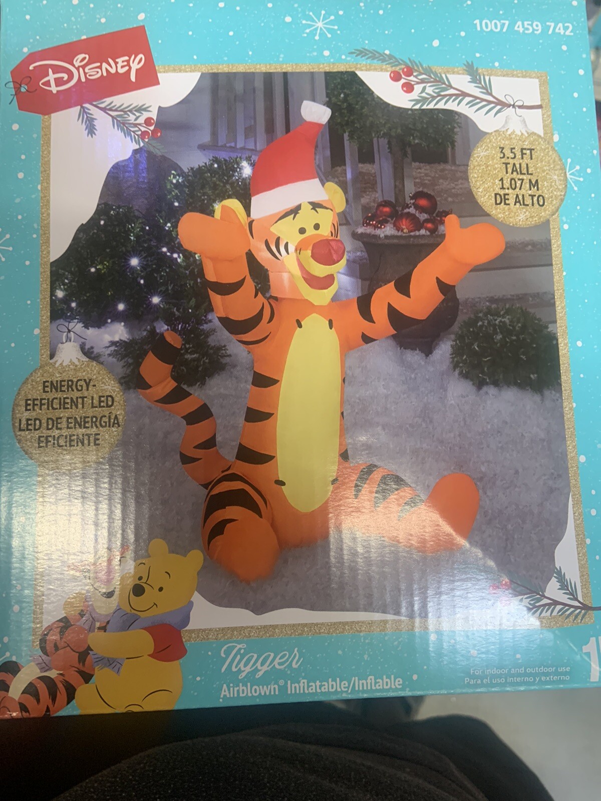 Gemmy 3.5' Disney Airblown Tigger Wearing Santa Hat Christmas ...