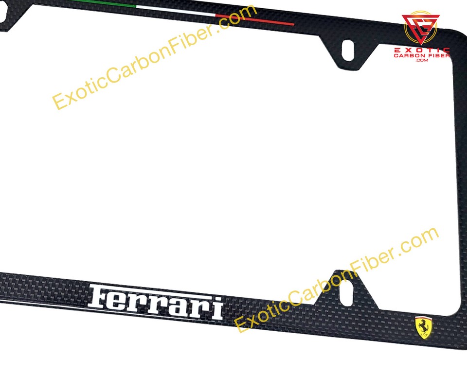 Ferrari White Text & with Scuderia 4 Hole Slim Carbon Fiber License ...