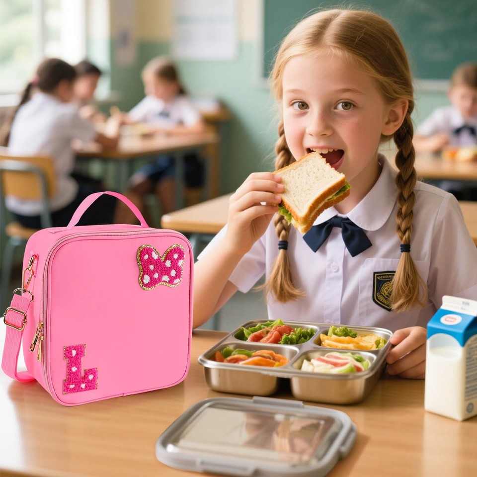 Preppy Initial Bow Mouse Lunch Bag Kids Insulated Lunch Box Gifts for ...