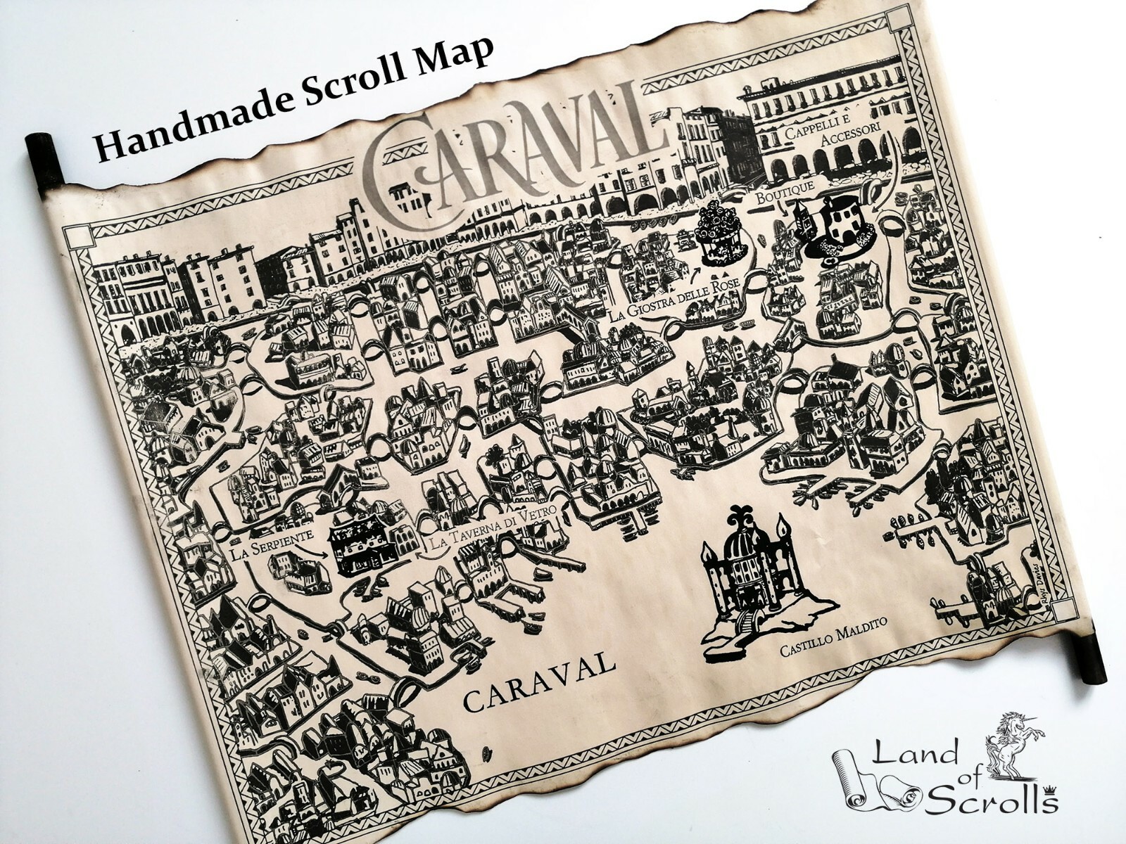Map of Caraval on Handmade Scroll, Isla de los Sueños Map, Legendary ...
