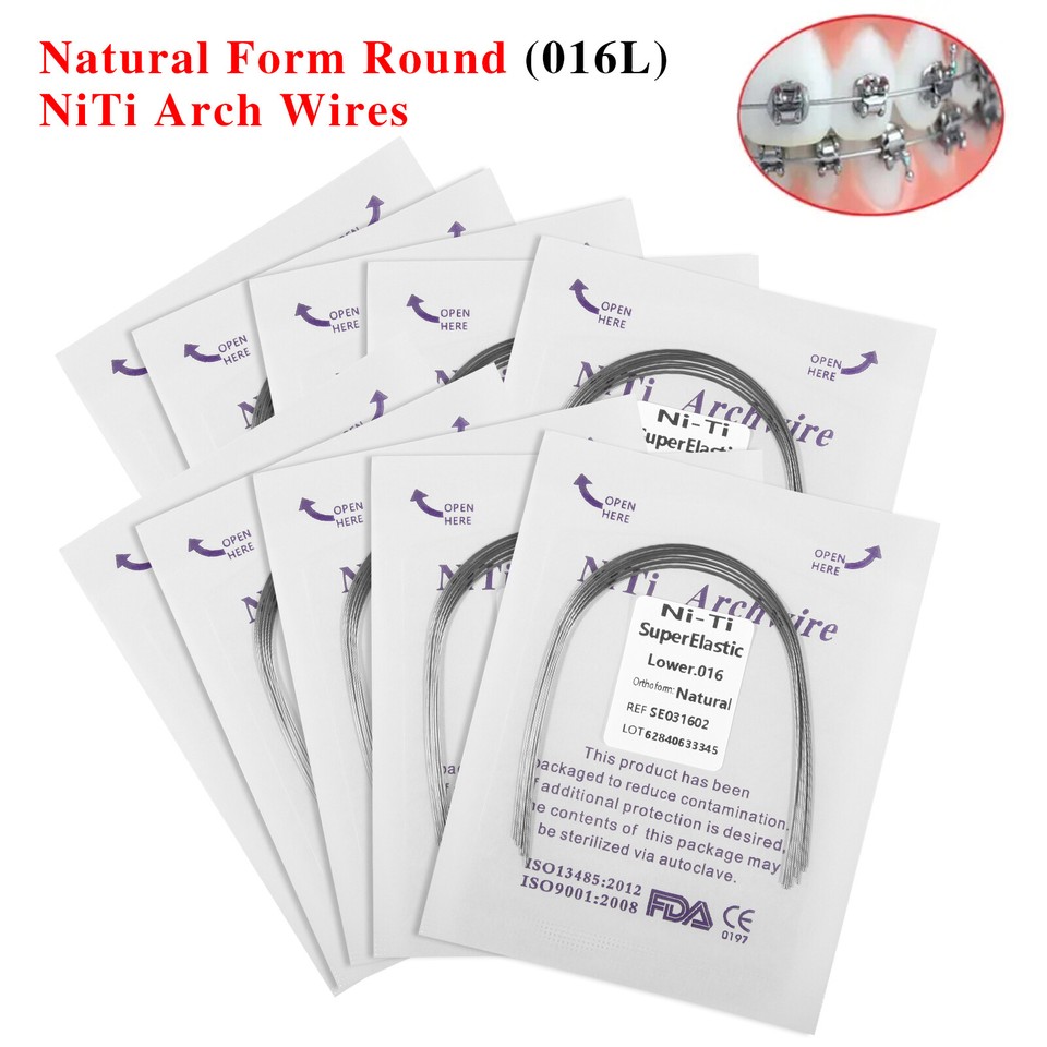 100pcs Dental Orthodontic Arch Wire Round Niti Natural 0.16 Lower Super ...