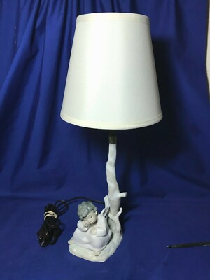 Rare Lladro porcelain Angel Thinking Electric Lamp #4546 early Lladro ...