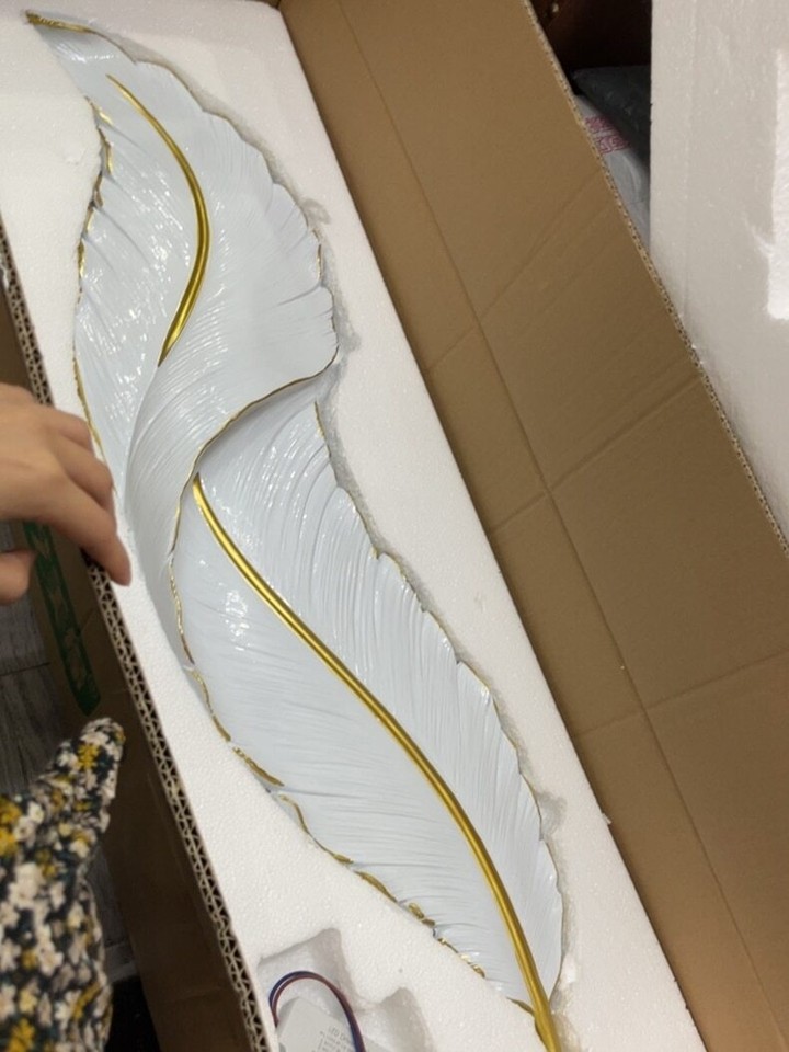 LED Feather Wall Lamp Resin Lamp Bedroom Wall Hallway Home Decor Indoor ...