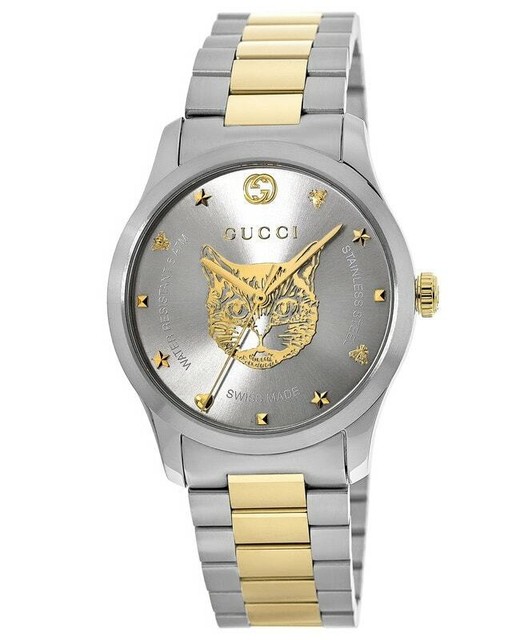 Gucci YA1264074 G-timeless 38mm Silver Dial Two-tone Stainless Steel ...