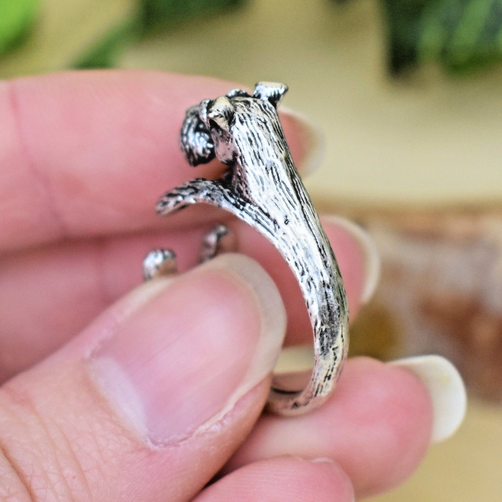 Schnauzer Dog Ring - Adjustable Wrap Animal Ring - Silver Puppy Love ...