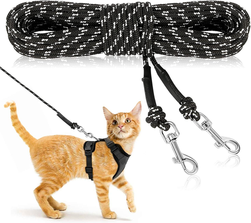 Reflective Cat Long Leash - 30 FT Escape Proof Walking Leads Yard Long ...