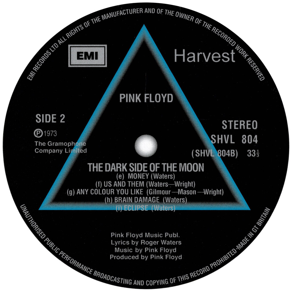 Dark Side Of The Moon. Record Label Vinyl Stickers. | eBay UK