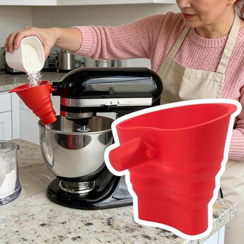 Silicone Flour Funnel for Baking with Mess Pouring and Space Saving ...