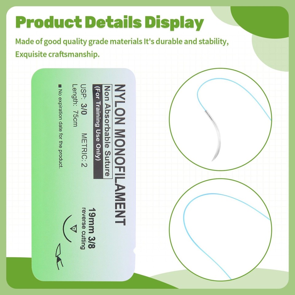 12 Pcs Ensemble De Fil Monofilament En Nylon Pour Suture Kit D'exercice ...