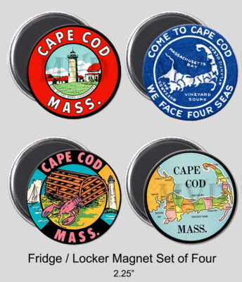 CAPE COD FRIDGE MAGNET SET - Collectible Gift Travel Decal Vintage ...