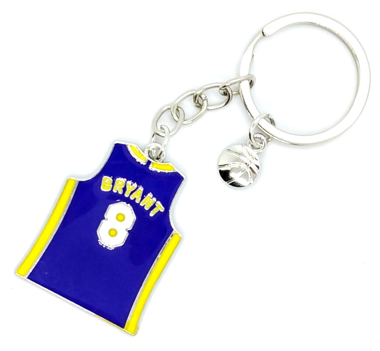 KOBE BRYANT KEYCHAIN Purple Jersey #8 & Basketball Ball Key Chain ...