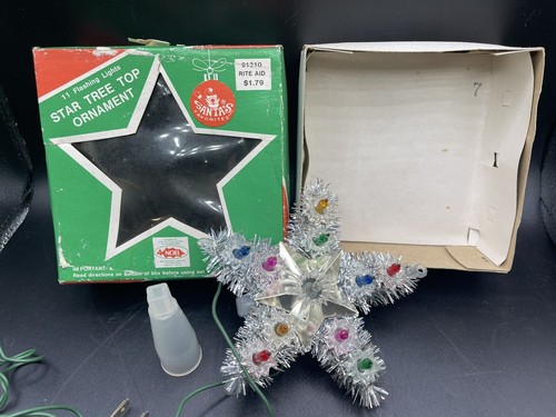 VTG Silver Rite Aid Santa’s Favorite 11 Flashing Lights Star Tree Top ...