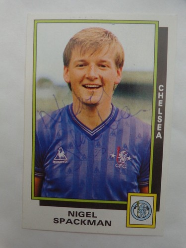 ORIGINAL SIGNED NIGEL SPACKMAN CHELSEA FOOTBALL 86 1986 PANINI PHOTO ...