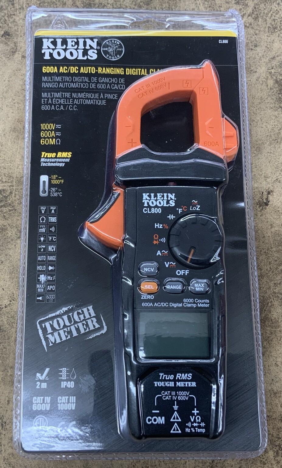 Klein Tools CL800 1000V Digital Clamp Meter AC Auto-Ranging Digital ...