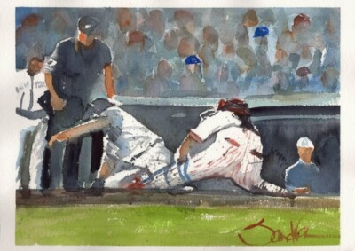 New York Baseball : Sandra Watercolors™ : ORIGINAL WATERCOLOR PAINTING ...