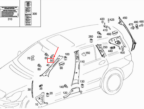 MERCEDES-BENZ R W251 TOP LEFT A-PILLAR PANELING BRACKET A2516910714 | eBay