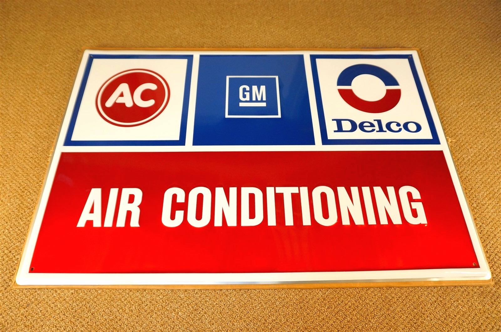 NOS AC Delco Air Conditioning Parts Tin 36" x 24" Sign Chevrolet Dealer ...