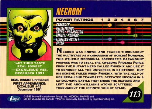 Necrom - 1992 Impel Marvel Universe #113 | eBay
