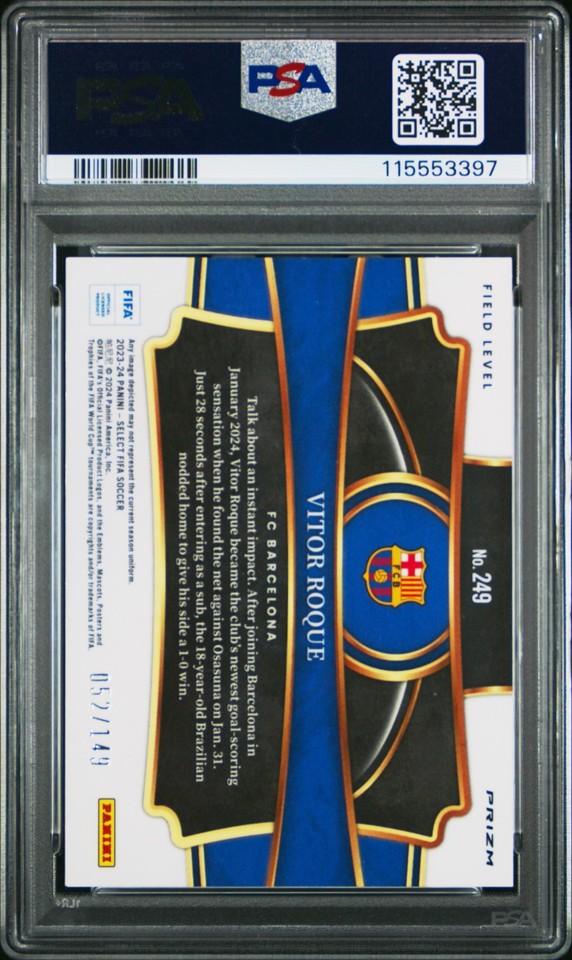 2023-24 SELECT #249 VITOR ROQUE ROOKIE RC RED WAVE PRIZM /149 PSA 10 ...