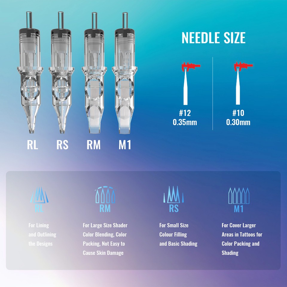 10-20Pcs Disposable Tattoo Cartridge Needles Round Liner Shader Size RL ...