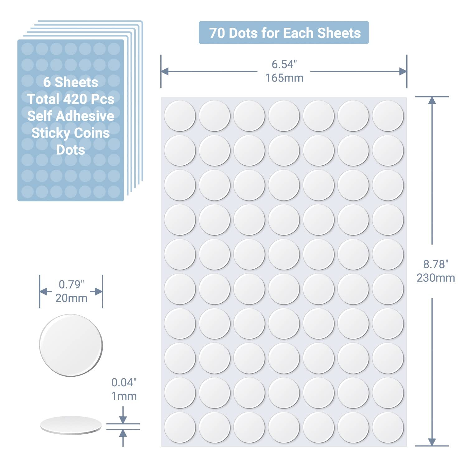Double Sided Sticky Dots Set 420 PCS Clear Sticky Tack for Wall Hanging ...