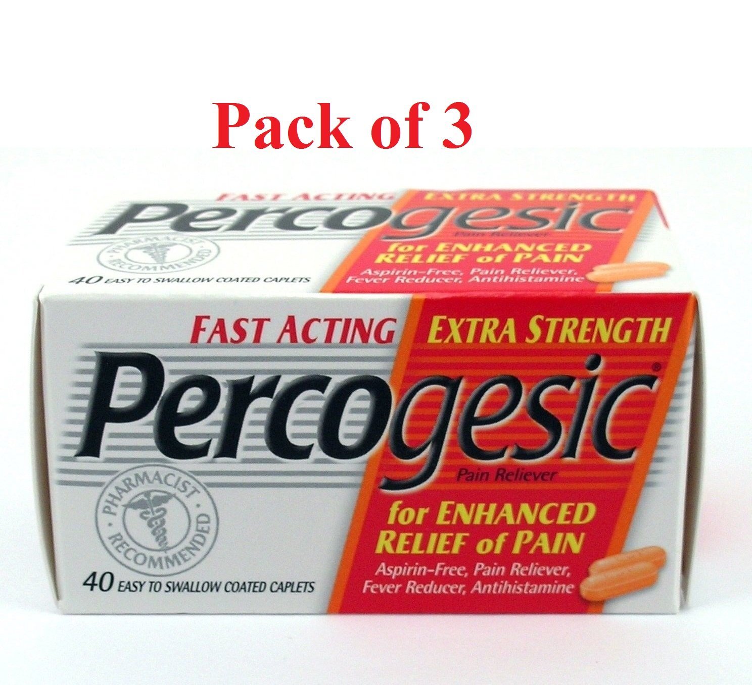 Percogesic Fast Acting Extra Strength Pain Relief Coated Caplets 40 ...