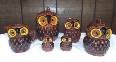 Vintage 8 Pcs. Mid Century - HOOT Cookie / Candy Jar Set Our Own Import ...