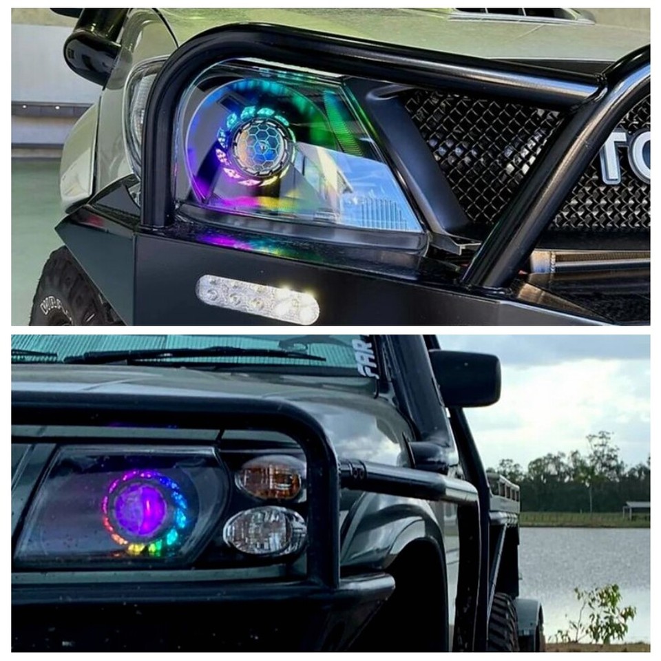 RGB LED Angel Eye Turn Signal Headlight Shrouds Bi xenon&LED Projector ...