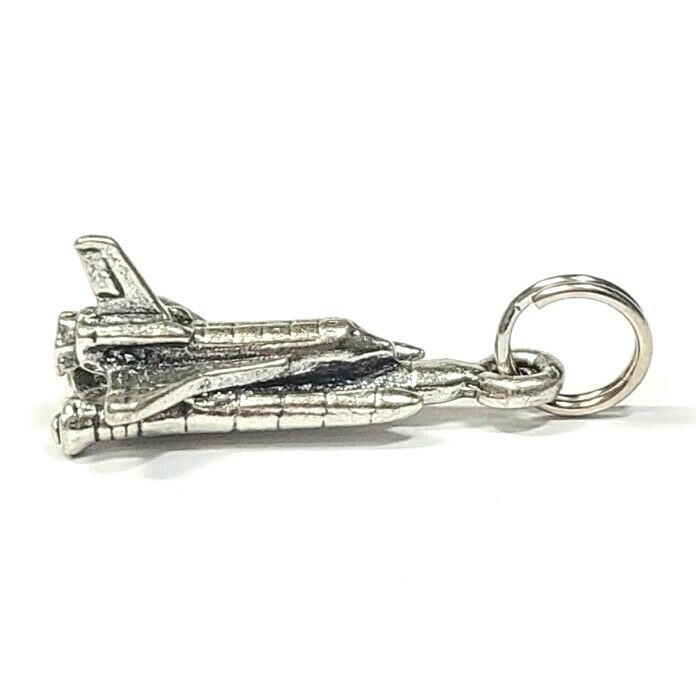 Sterling Silver Space Shuttle Rocket Small Charm - Gem