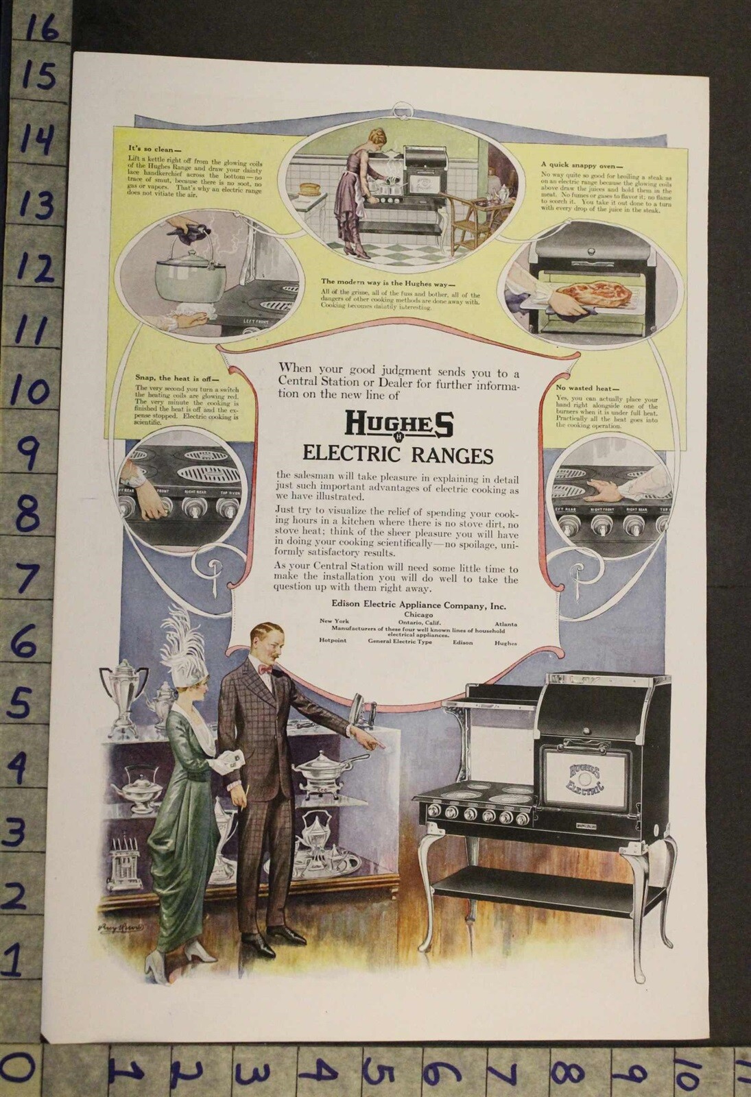 1919 HUGHES ELECTRIC RANGE STOVE OVEN COOK KITCHEN HOUSEHOLD HOME DECOR ...