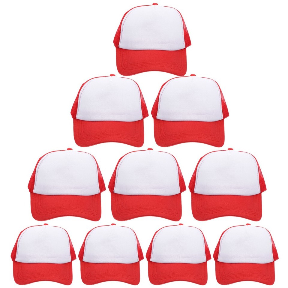 10Pcs Reusable Sublimation Trucker Hats Red Mesh Baseball Caps for DIY ...